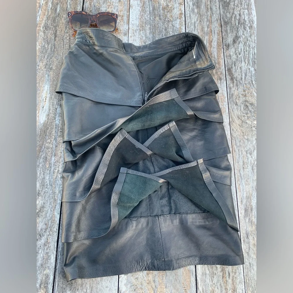 Versace | Skirts | Gianni Versace Genuine Leather Pine Cone Black ...